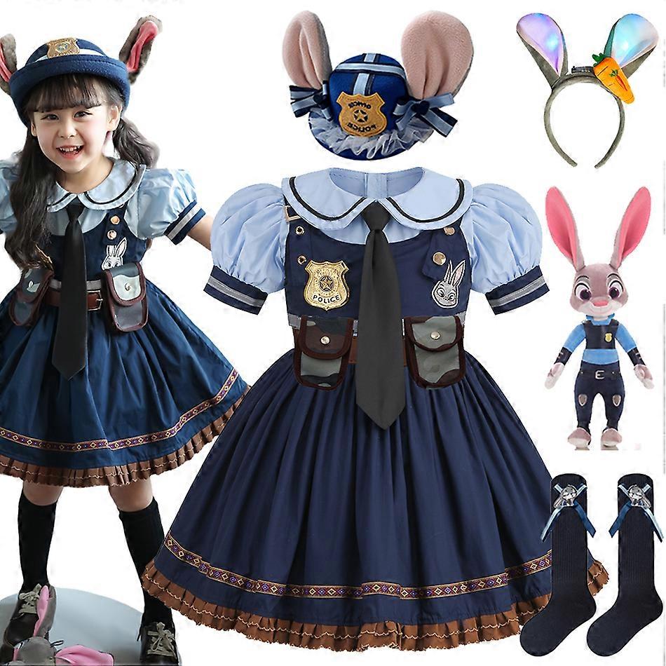 Girl Zootopia Judy Dress Up Costume Disney Theme Party Clothes ...