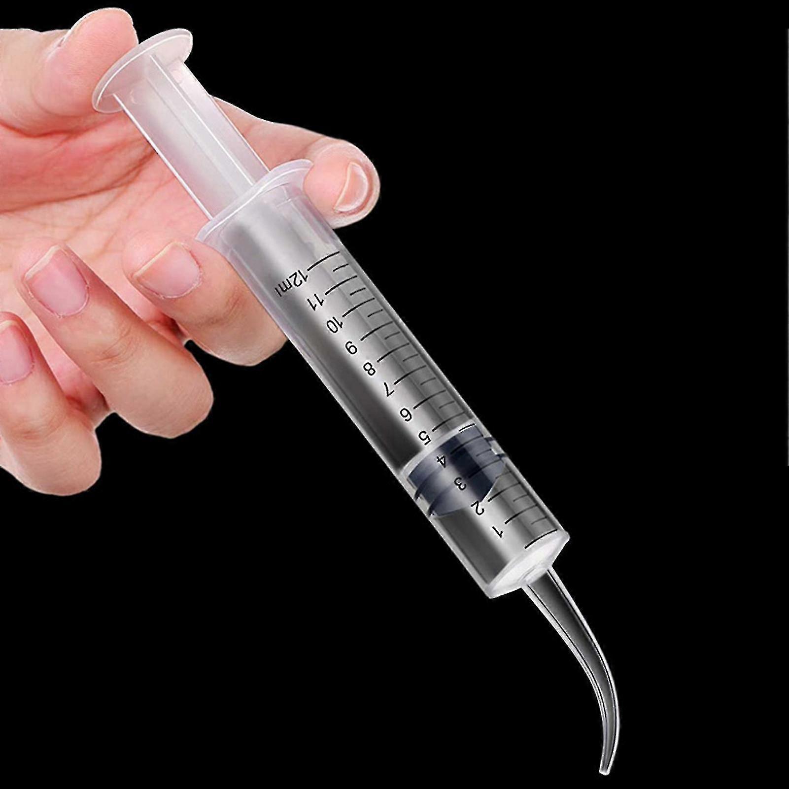 10pcs 12ml Disposable Dental Syringe Transparent Elbow Syringe Teeth ...
