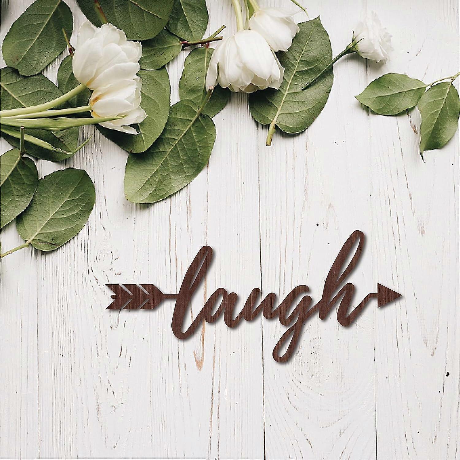 Cutout Sign Laugh Arrow Wood Sign Wooden Wall Art Decor Wood Word ...