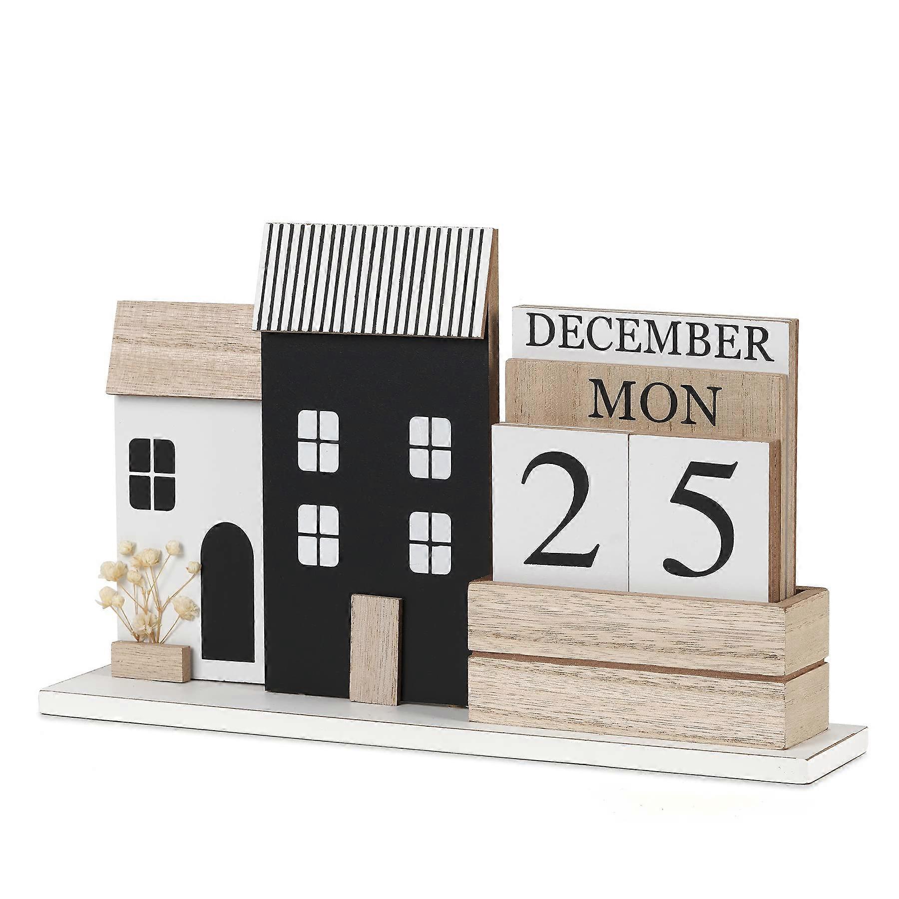 Calendar Cube Wooden Desk Perpetual Calendar - Desk Calendar Block ...