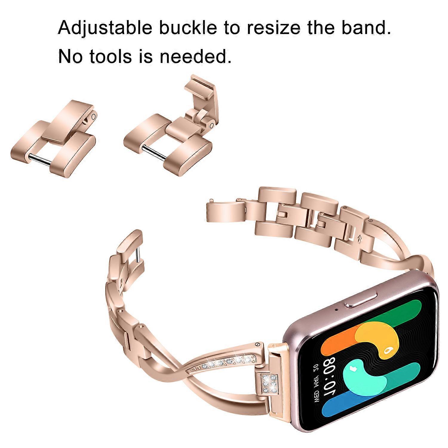 For Samsung Galaxy Fit3 SM-R390 Stainless Steel Strap Rhinestones Decor ...