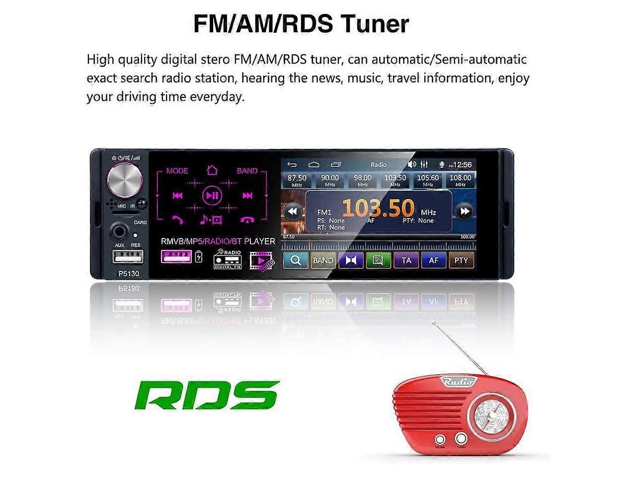 Single DIN Car Bluetooth Radio with Capacitive Touch Screen, FM/AM/RDS ...