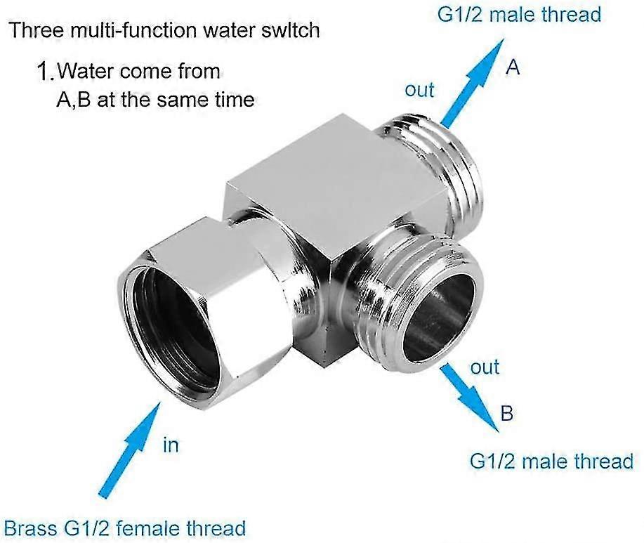 3-way Bathroom Angle Valve G1/2 Inch T-adapter Valve With One Inlet And ...