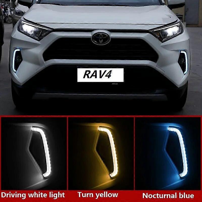 DRL For Toyota RAV4 2019 2020 2021 2022 Fog Lamp Cover Daytime Running Light DRL Daylight With ...