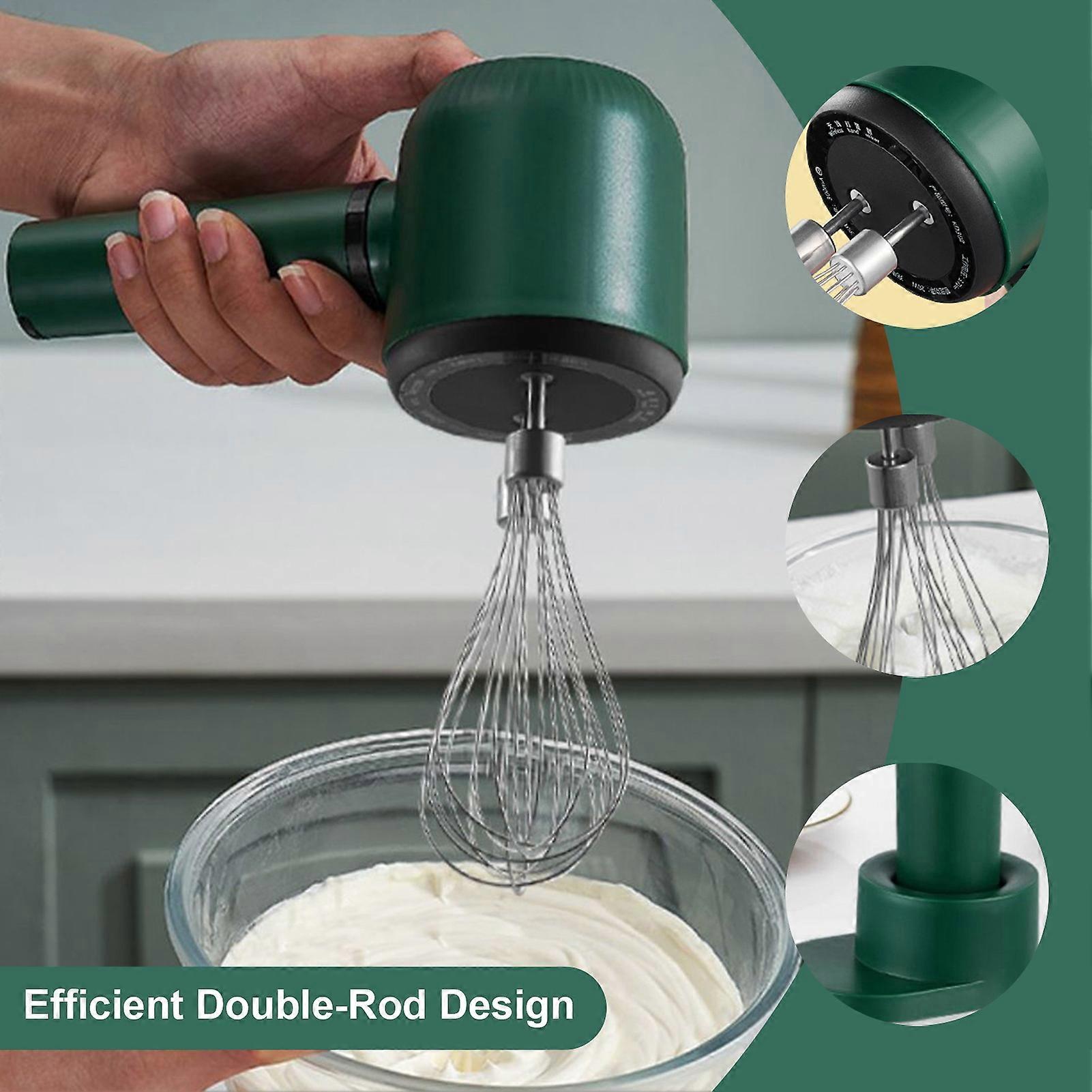 Cordless Electric Egg Beater Hand Mixer 3-Speed Double-Rod Control ...