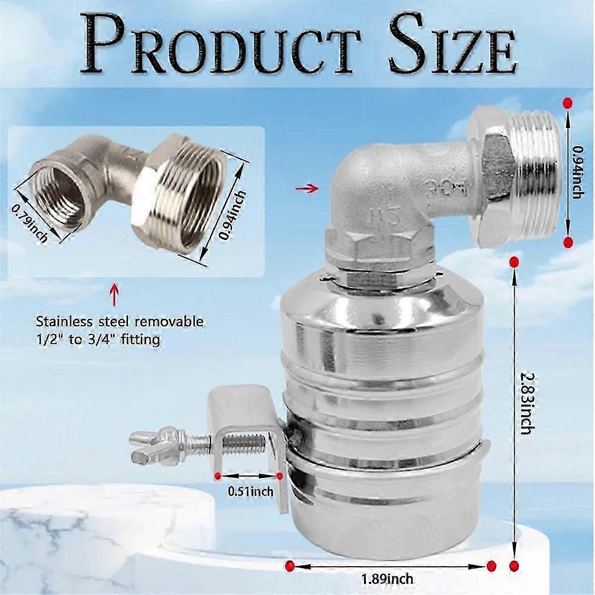 Float Valve,1/2 Inch To 3/4 Inch Water Float Valve,304 Stainless Steel Fully Automatic Water ...