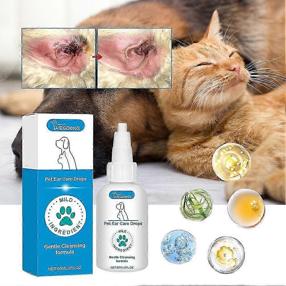 Dog Cat Ear Cleaner Wash Drops Itchy Ears Itching Mites Odour Stop Wax ...