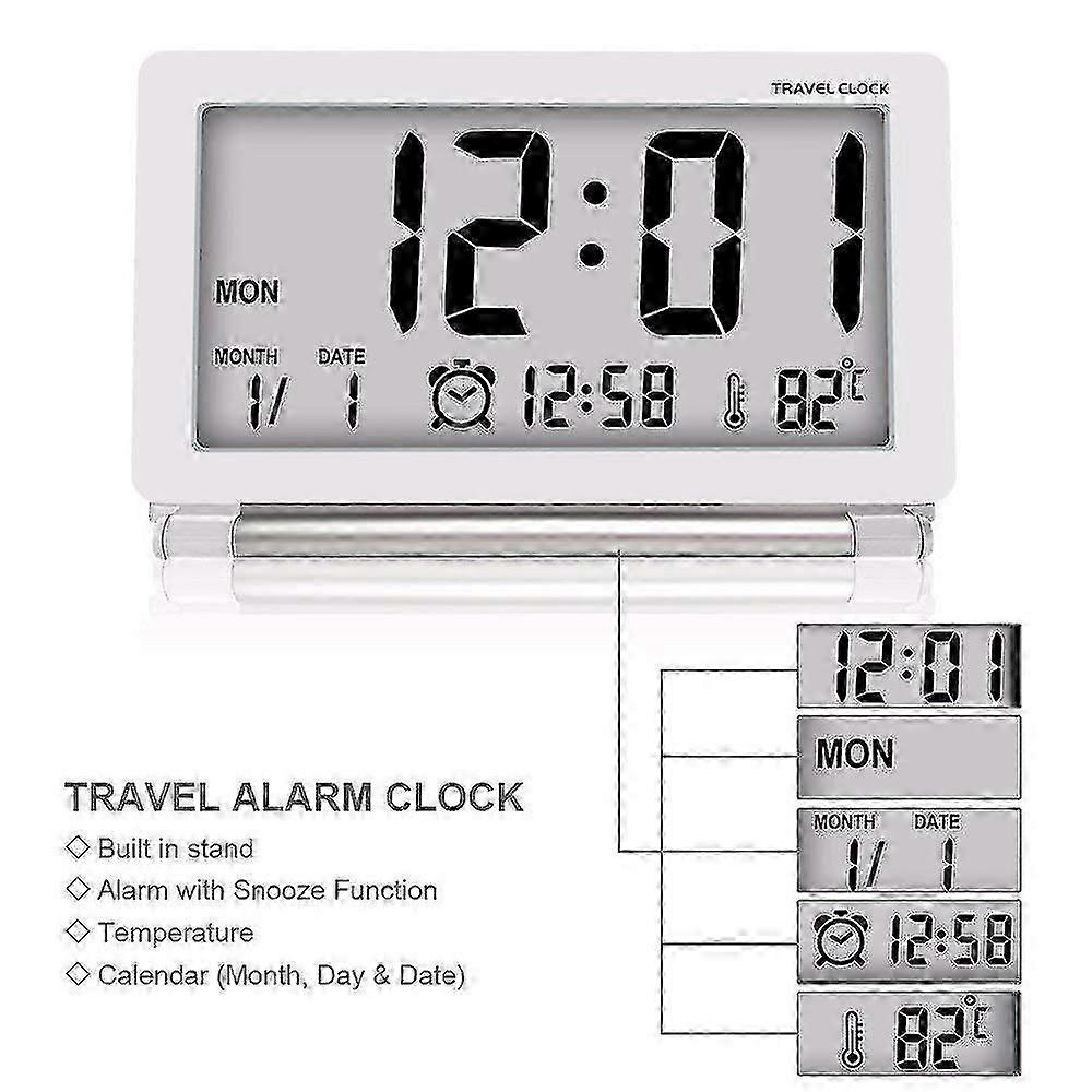 Digital Travel Alarm Clock,foldable Lcd Display Clock With Calendar ...