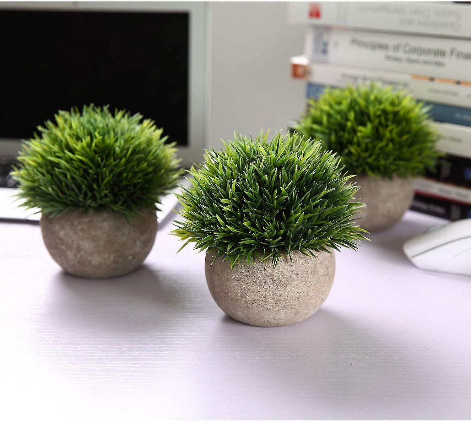 5 Inch Fake Artificial Potted Grass Plants - Small Green Pack of 3 ...