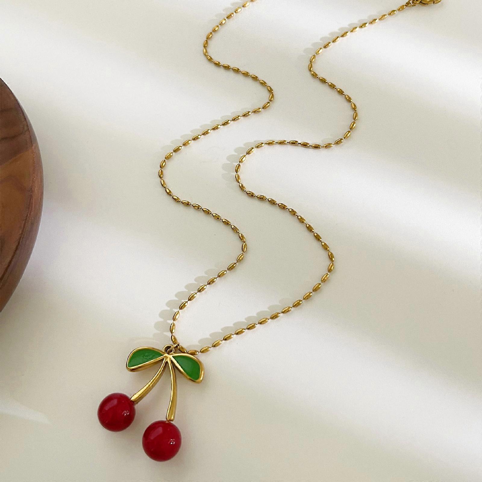 Adjustable Cherry/Strawberry Necklace Cute Design Lightweight Jewelry ...