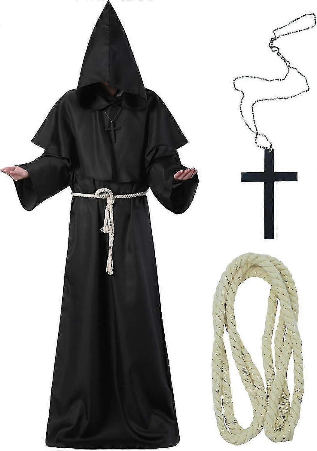 Unisex Adult Medieval Robe Costume Hooded Robe Cloak Friar Priest ...