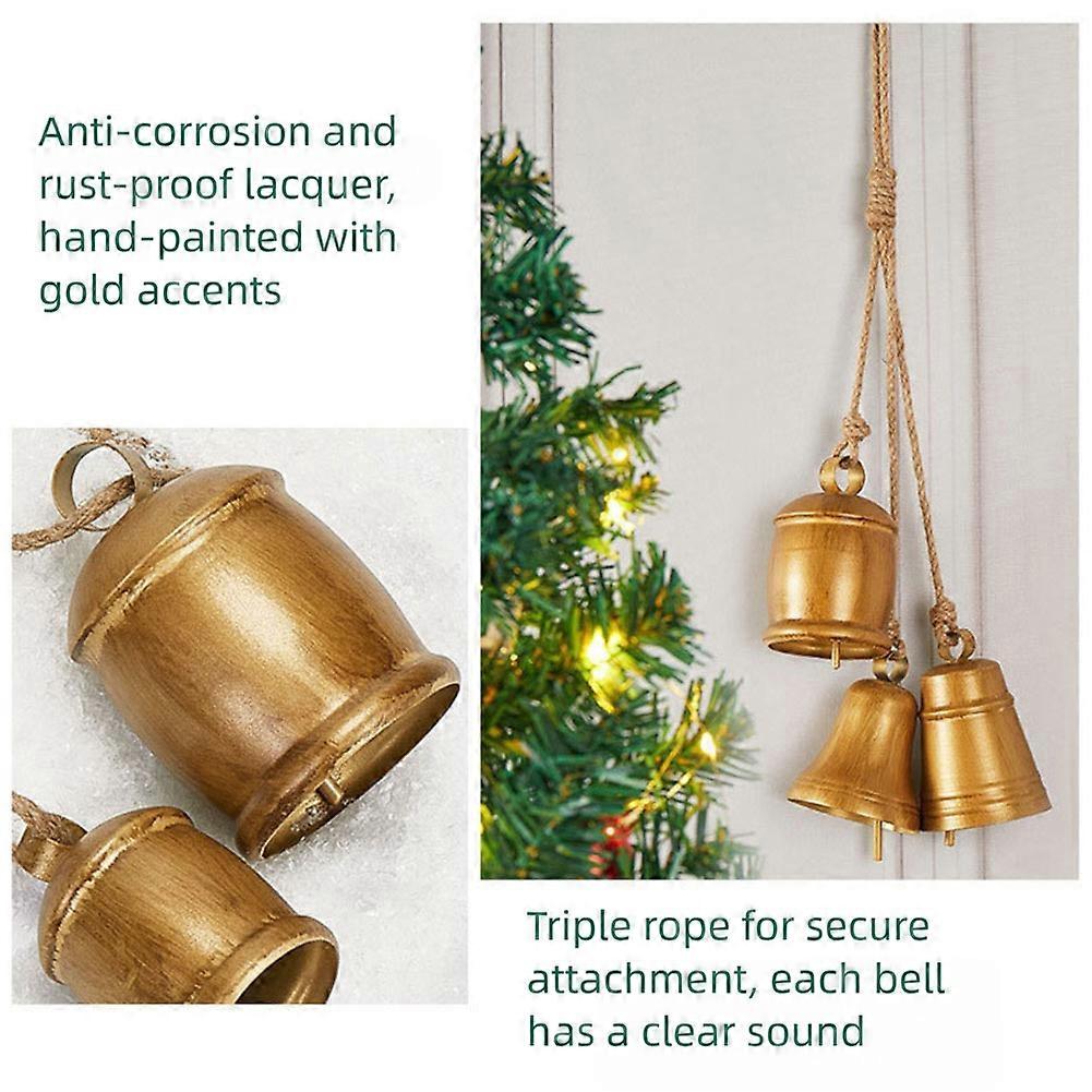 Vintage Iron Cowbell Hanging Decor with Hemp Rope for Christmas Rustic ...