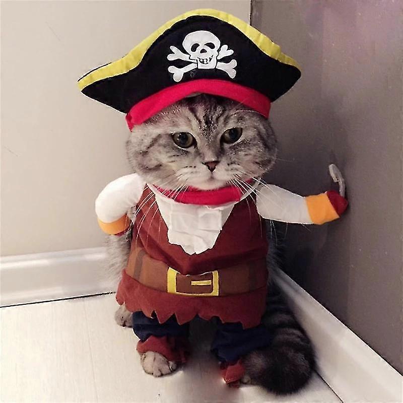 Cat Pirate Costume for Halloween, Funny Kitty Corsair Suit with Vest ...