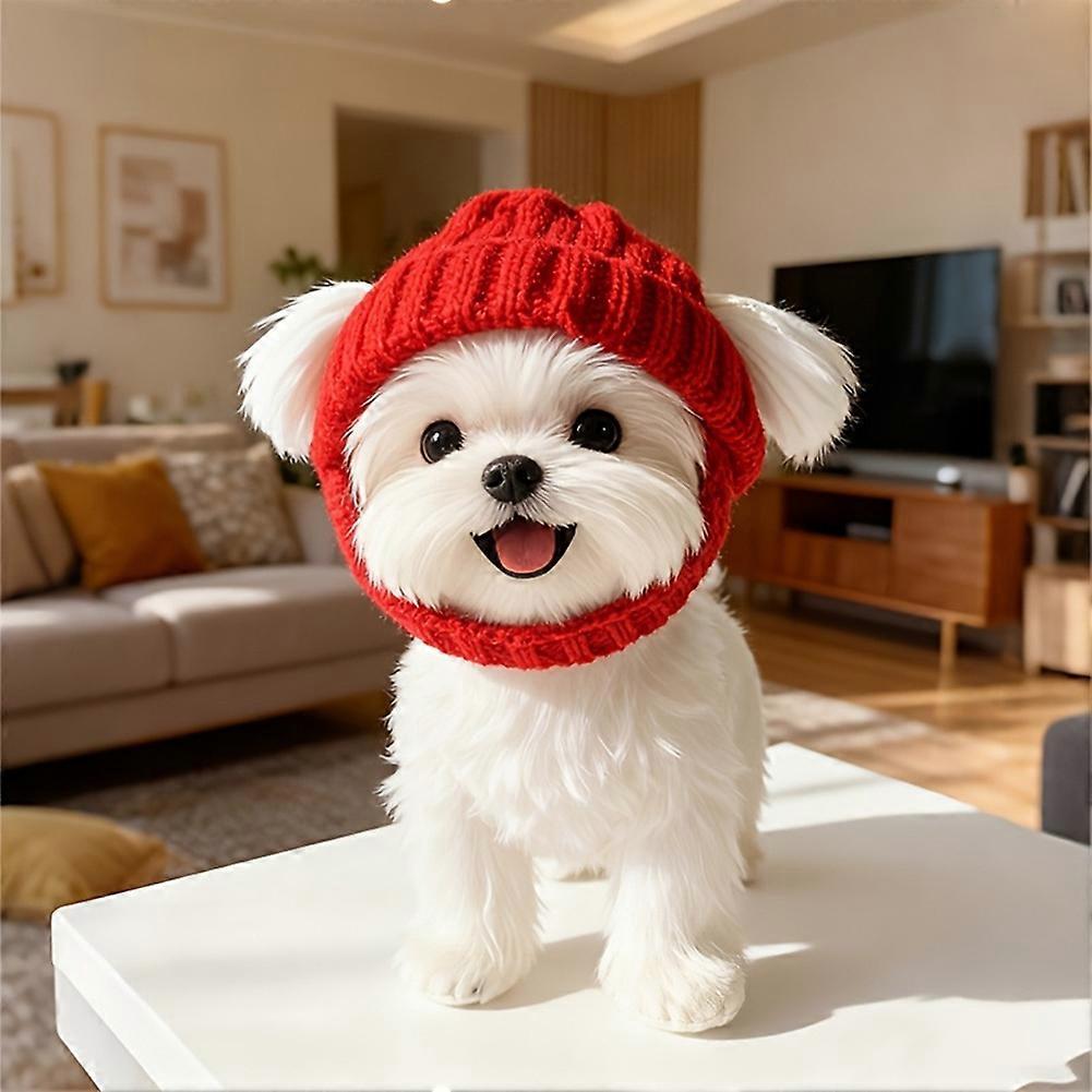 Knit Dog Beanie with Ear Flaps, Warm Pet Hat, Puppy Neck Scarf ...