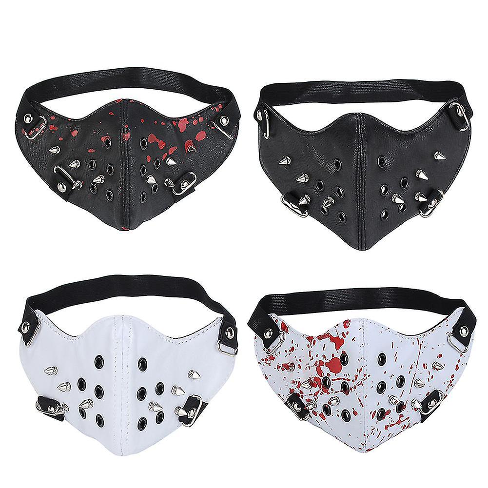 Unisex Punk Faux Leather Rivet Spike Dust Proof Face Cover Halloween ...