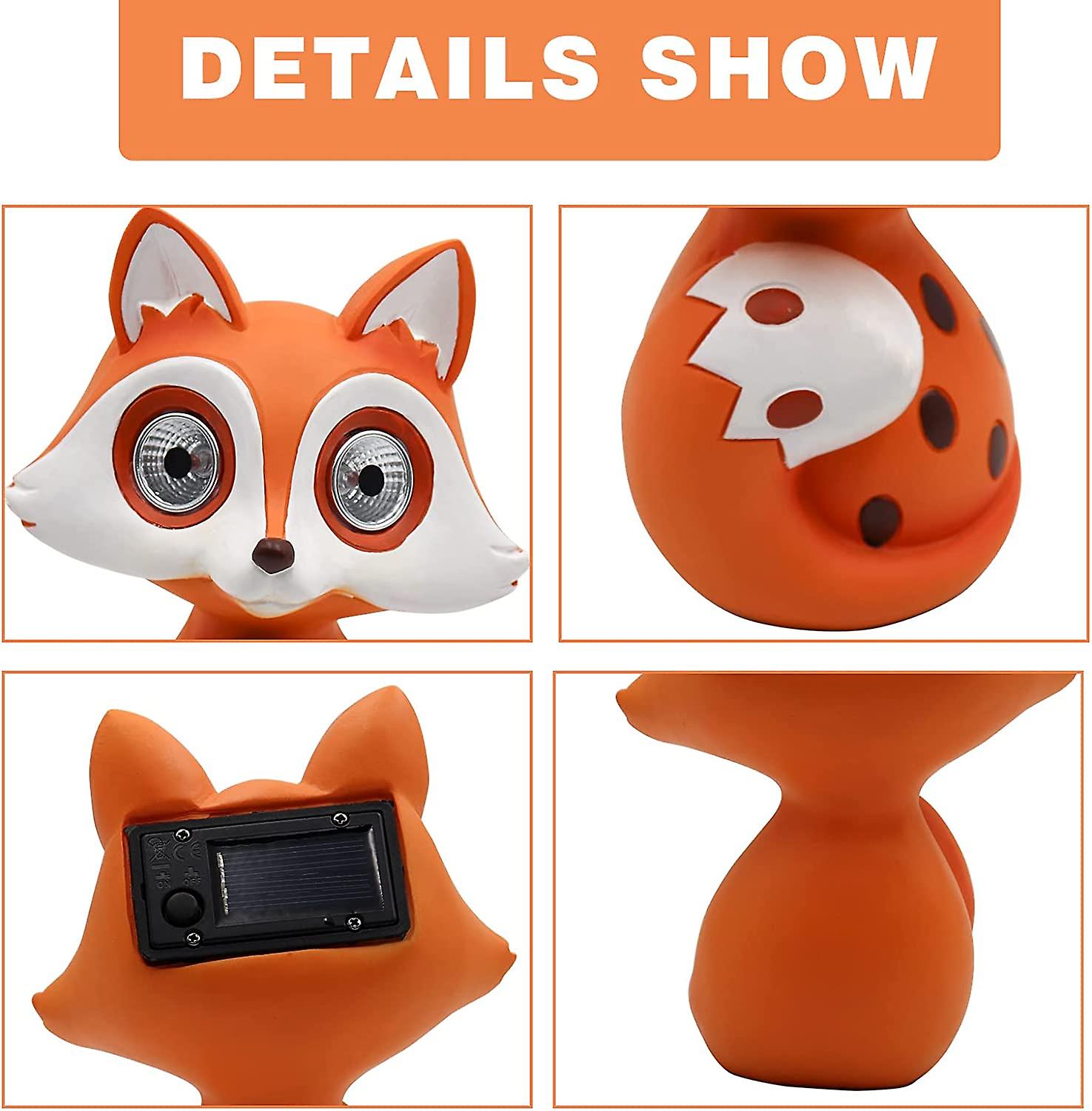 Fox Outdoor Garden Ornaments, Solar Garden Fox Garden Decor Statue ...