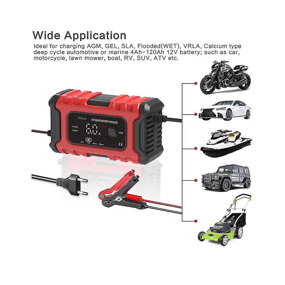 Car Battery Charger 12v 6a For Automotive Electric Motorcycle Truck Car ...