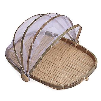 Bamboo Woven Food Fruit Anti Flies Insect Net Mesh Cover Tent Storage ...
