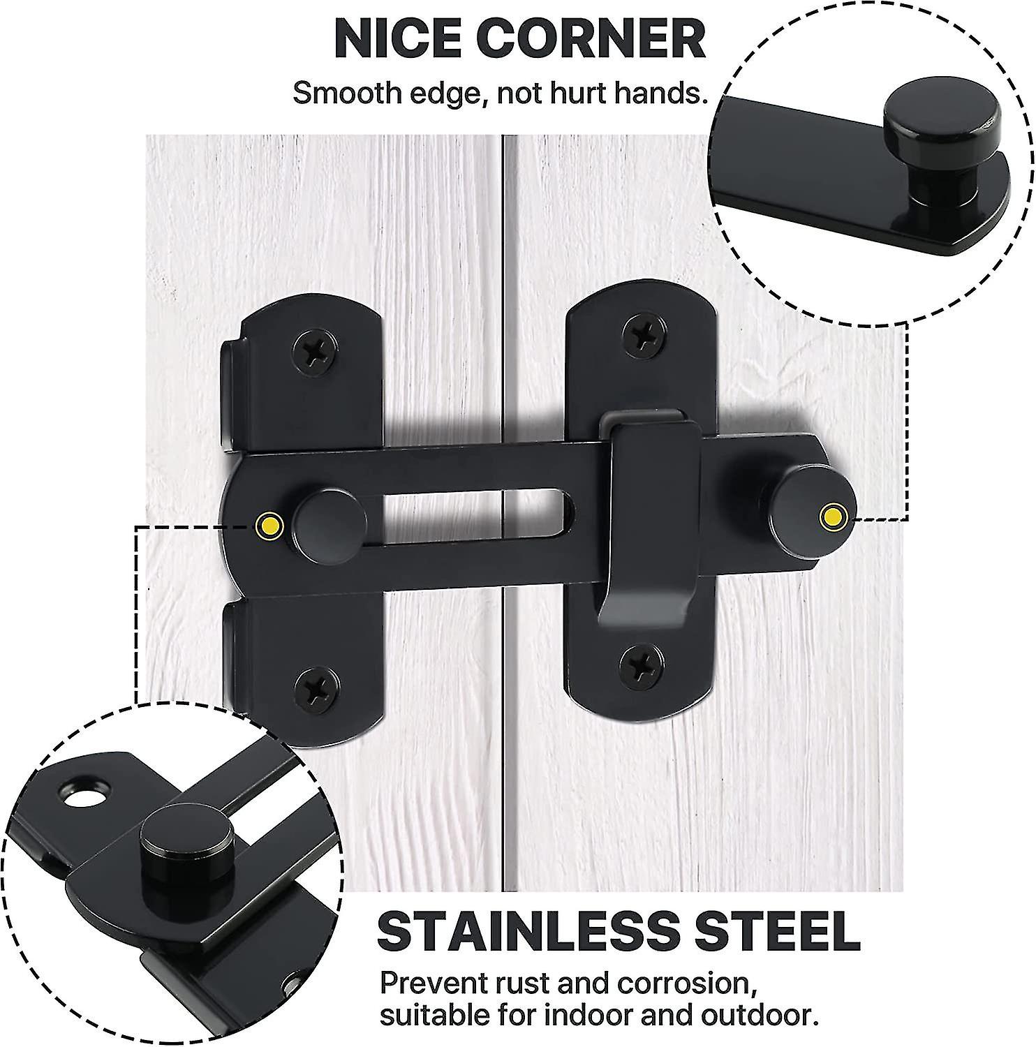 Thicker Gate Lock Black Door Latch Small Gate Bolt Sliding Door Lock ...