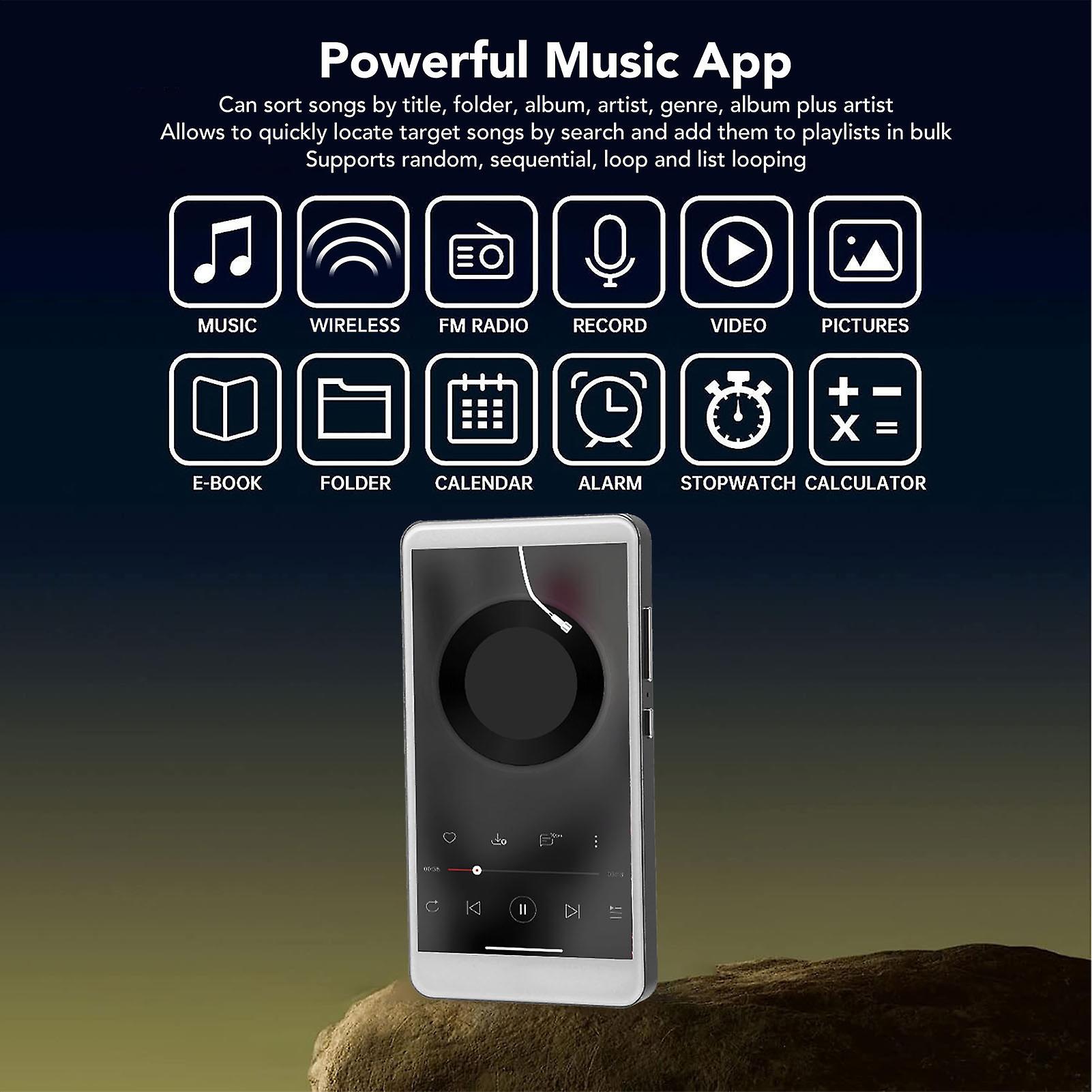 Bluetooth MP4 Player 5 Inch HD Touch Screen HiFi Noise Reduction ...