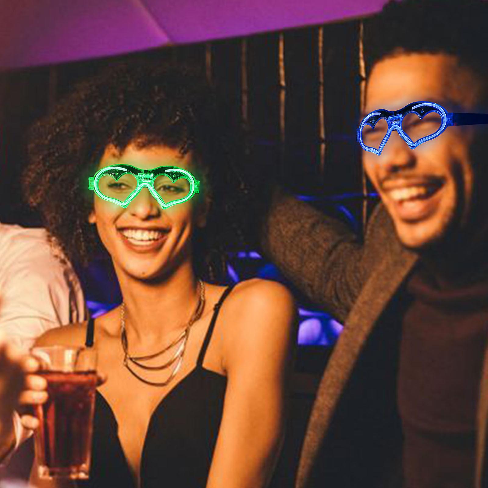 Luminous Glasses Eye-catching Heart-Shaped LED Glasses 3 Modes Glowing ...