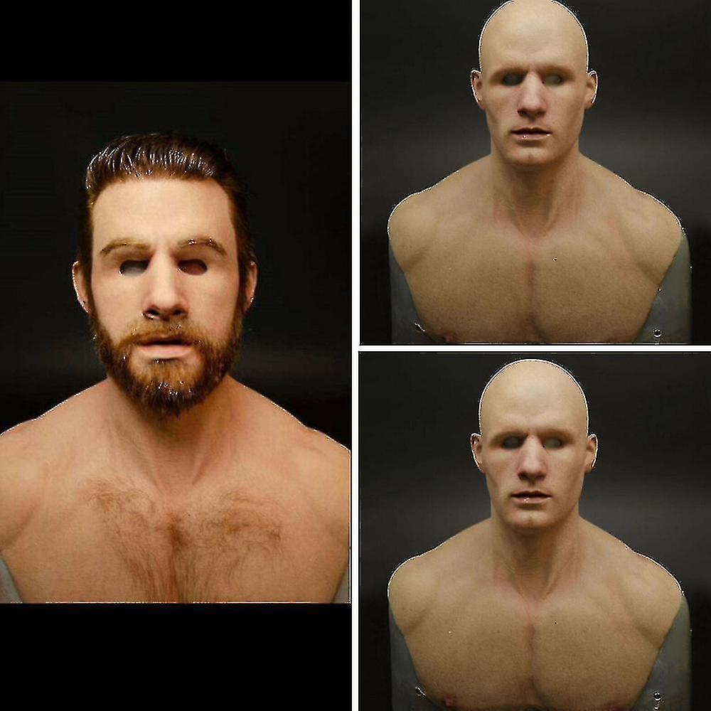 Latex Realistic Mans Face Cover Mask Male Disguise Cosplay Halloween ...