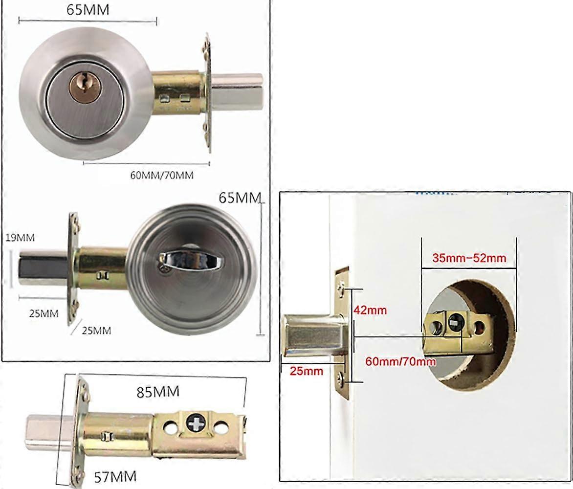 mortice lock 2-flush tubular bolt, brass + stainless steel, three keys ...