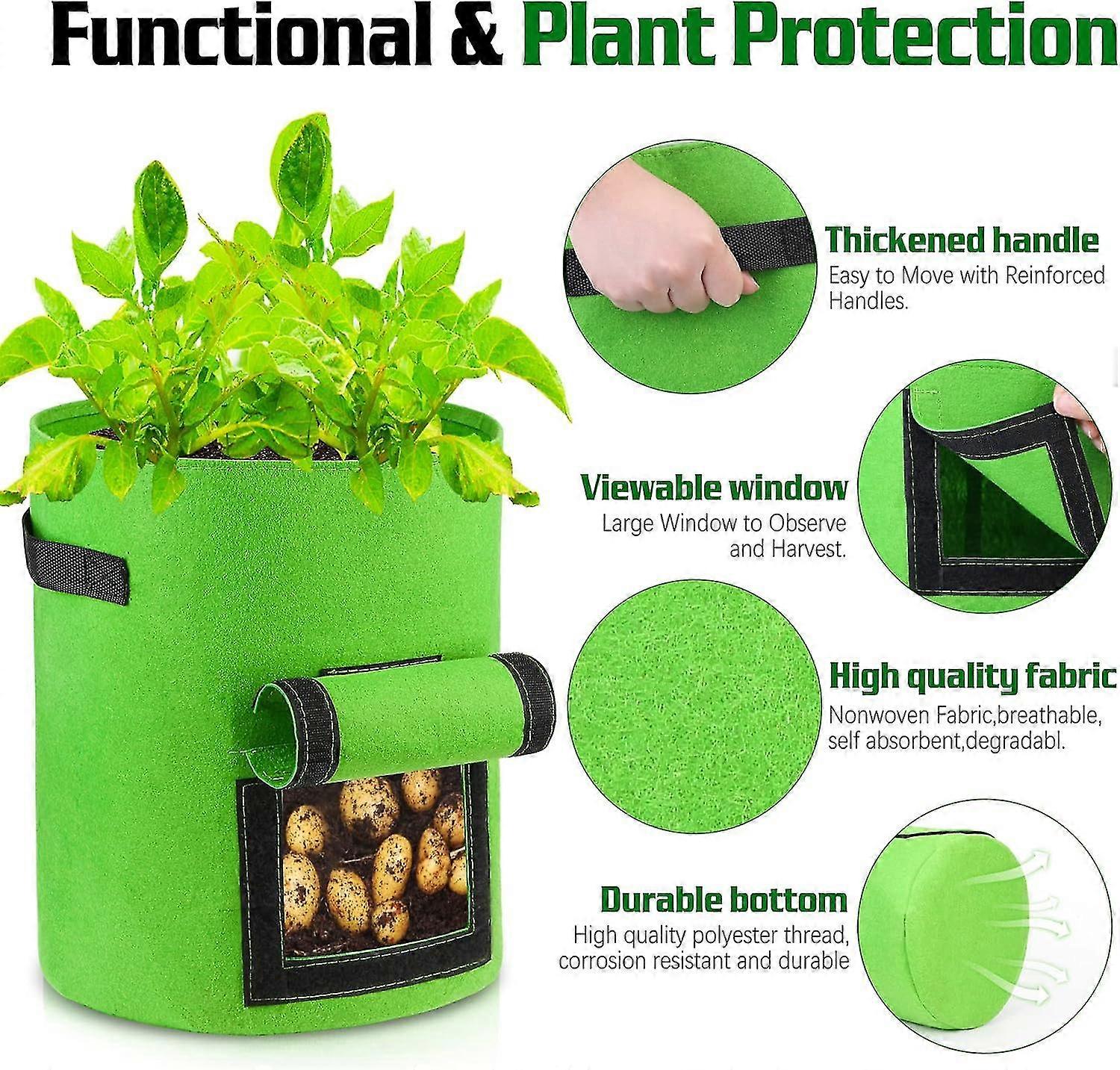 Plant Bag 5 Pieces 7 Gallon Plants Grow Bag, Breathable and Durable ...