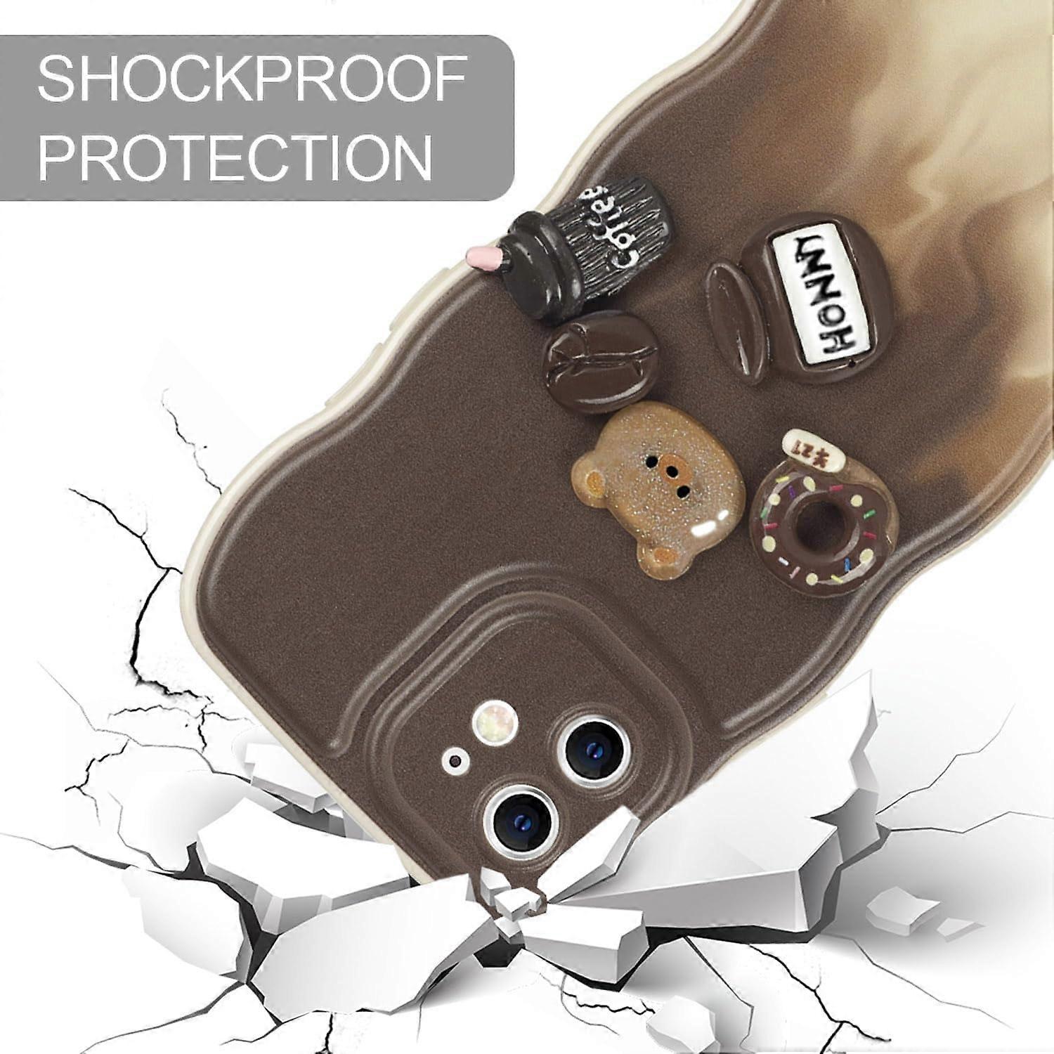 Compatible with iPhone 11 6.1-Inch Case, 3D Coffee Bear Curly Wave ...