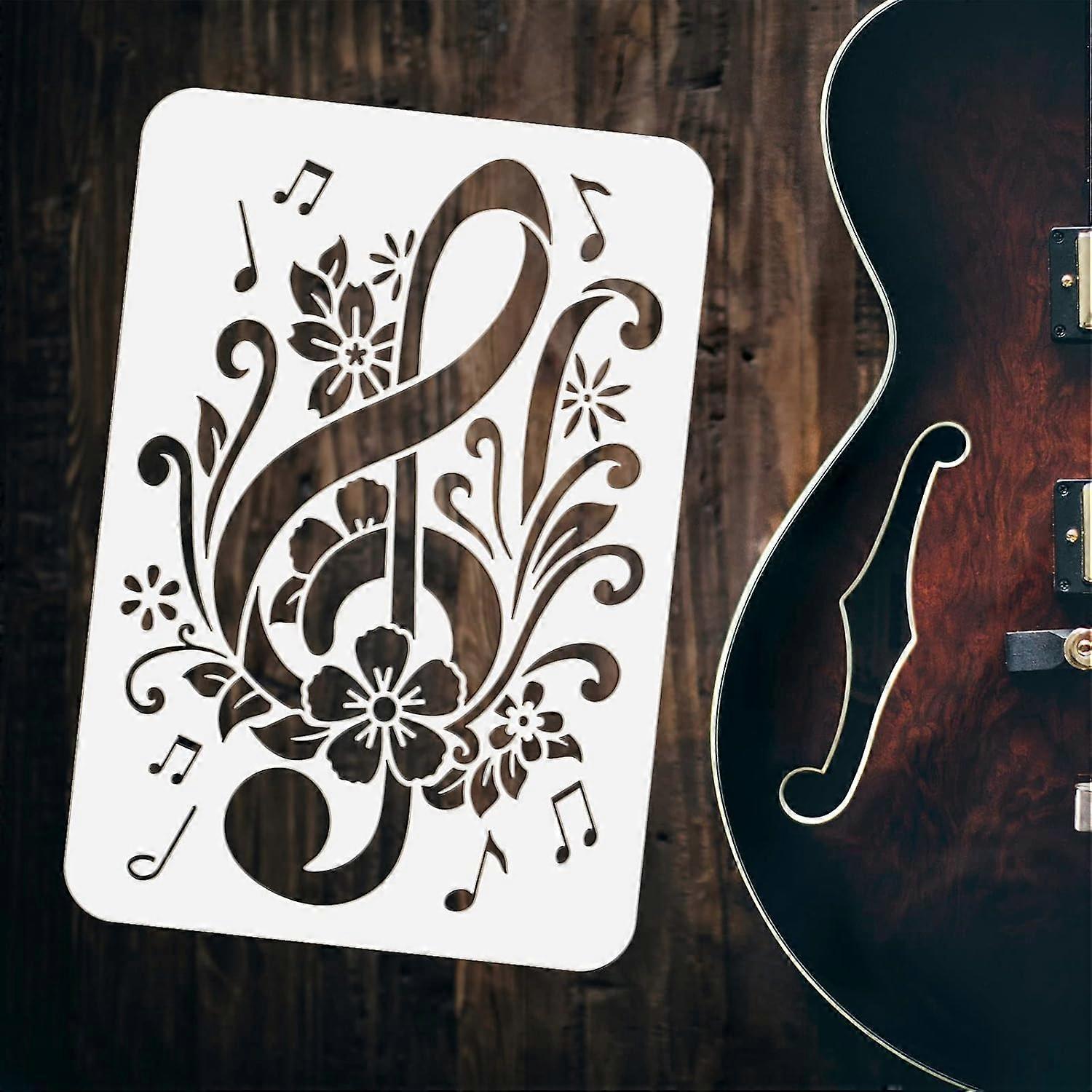 Treble Clef with Flower Stencil 11.7x8.3 inch Hollow Out Jumping Music ...