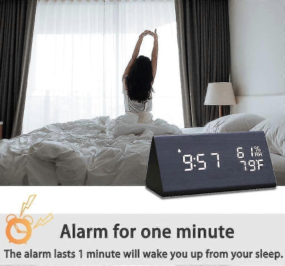 Triangular Wooden Digital Clock With Adjustable Brightness (black ...