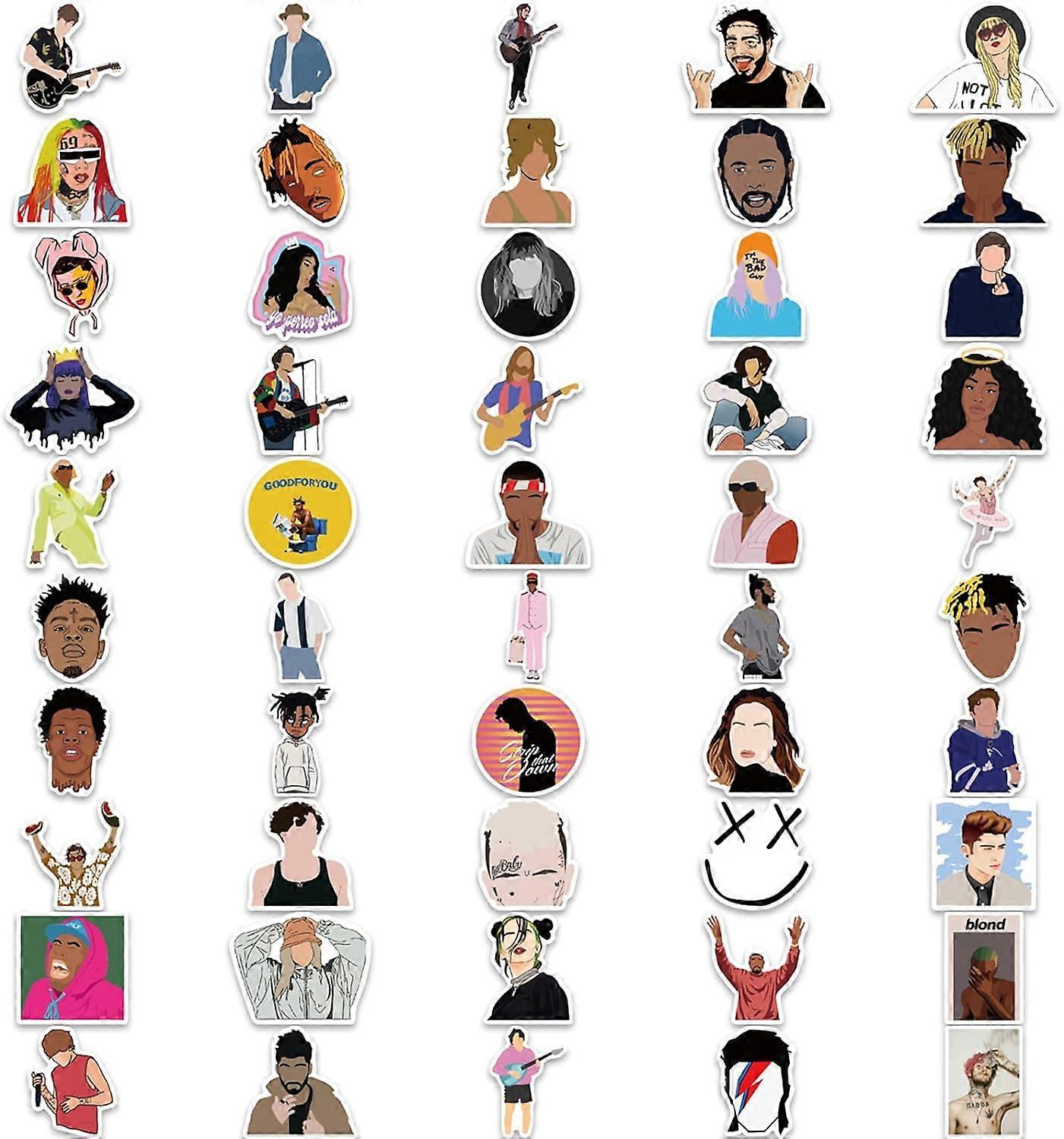 100Pcs Rapper Stickers, Hip Hop Rap Singer Repeating Waterproof ...