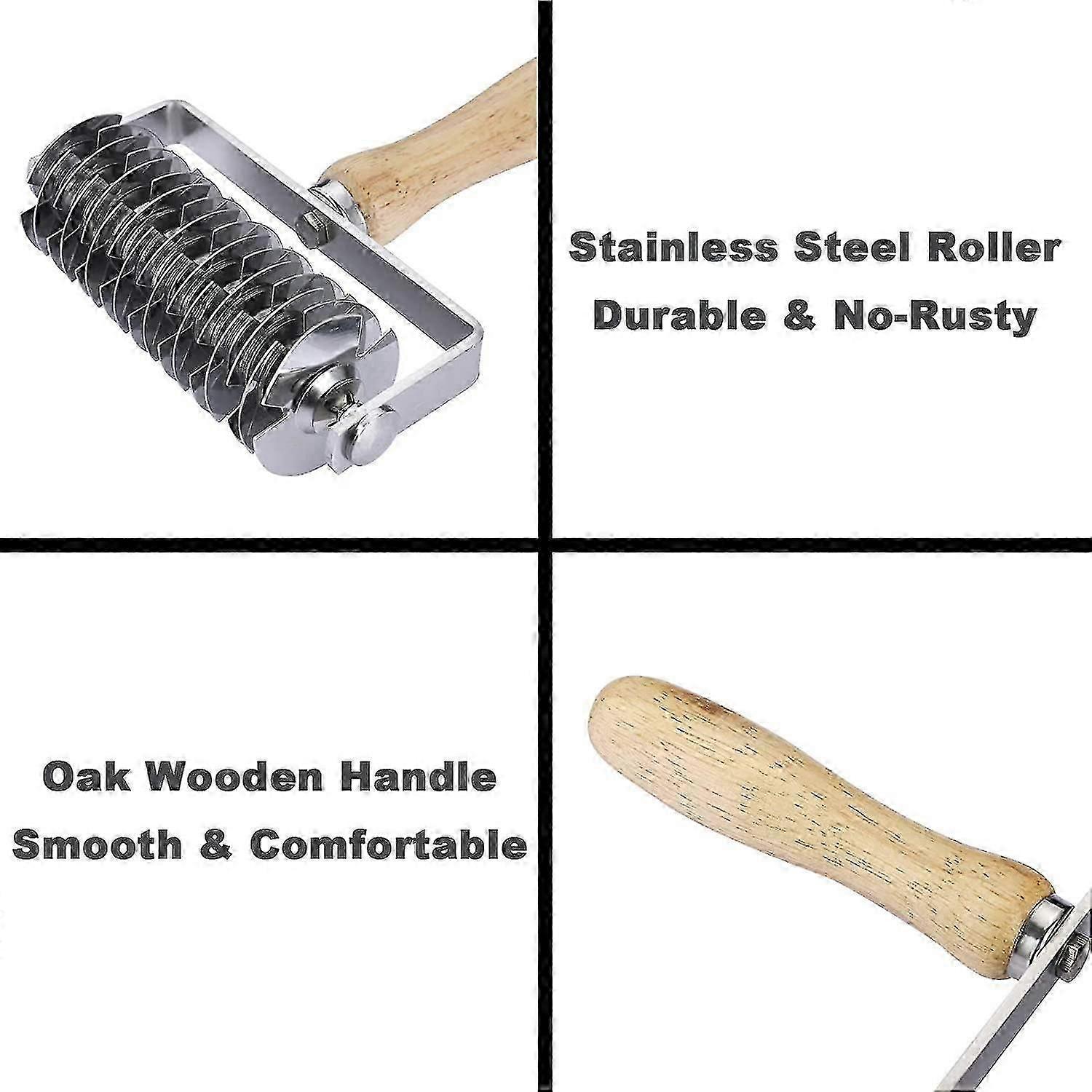 Lattice Pastry Roller Cutter, Stainless Steel Dough Roller, Wood Handle ...