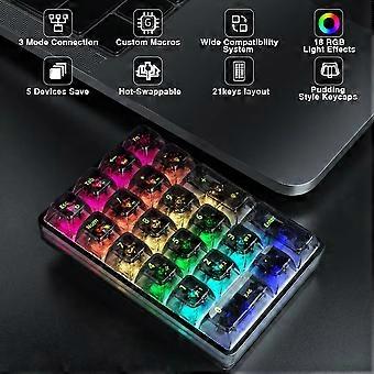 K21 Number Pad Bluetooth Mechanical Keyboard RGB 21Keys Transparent ...