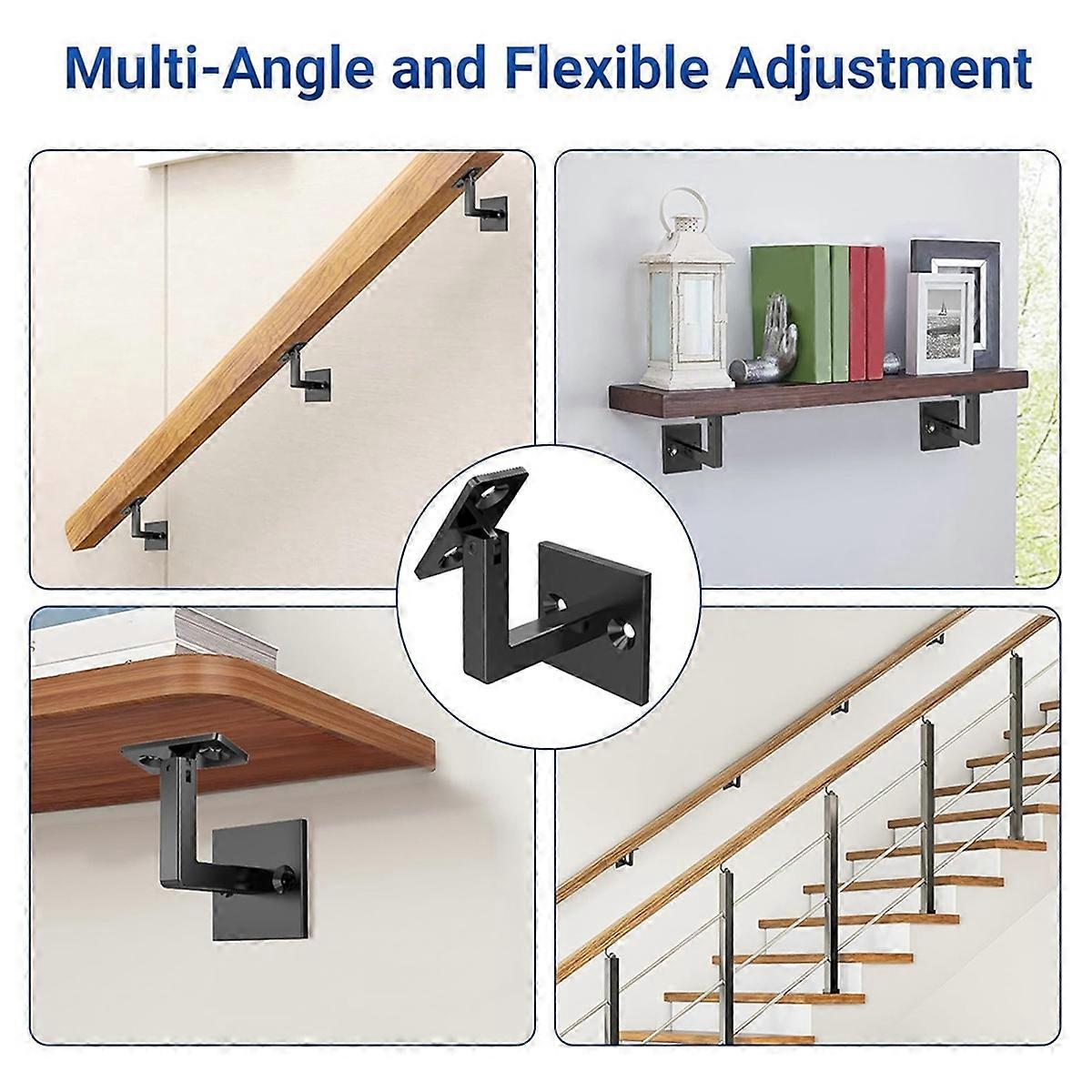4 Pcs Adjustable Handrail Brackets, Stair Railing Brackets , Hand Rail ...