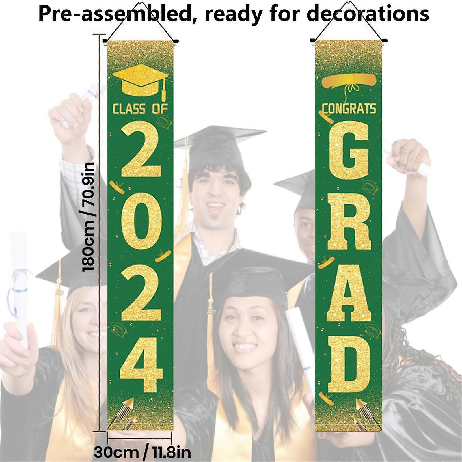 Federra Graduation Decorations 2024 GRAD Banner Blue Porch Door Sign ...