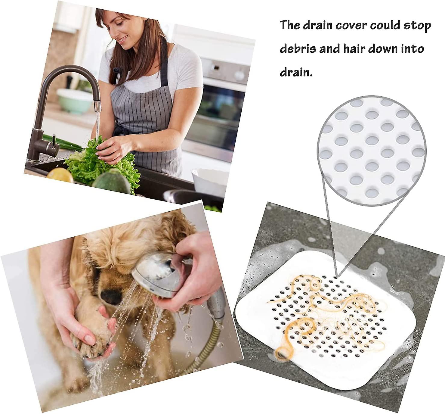 Square Drain Cover For Shower Floor Silicone Hair Trap With Suction Cup ...