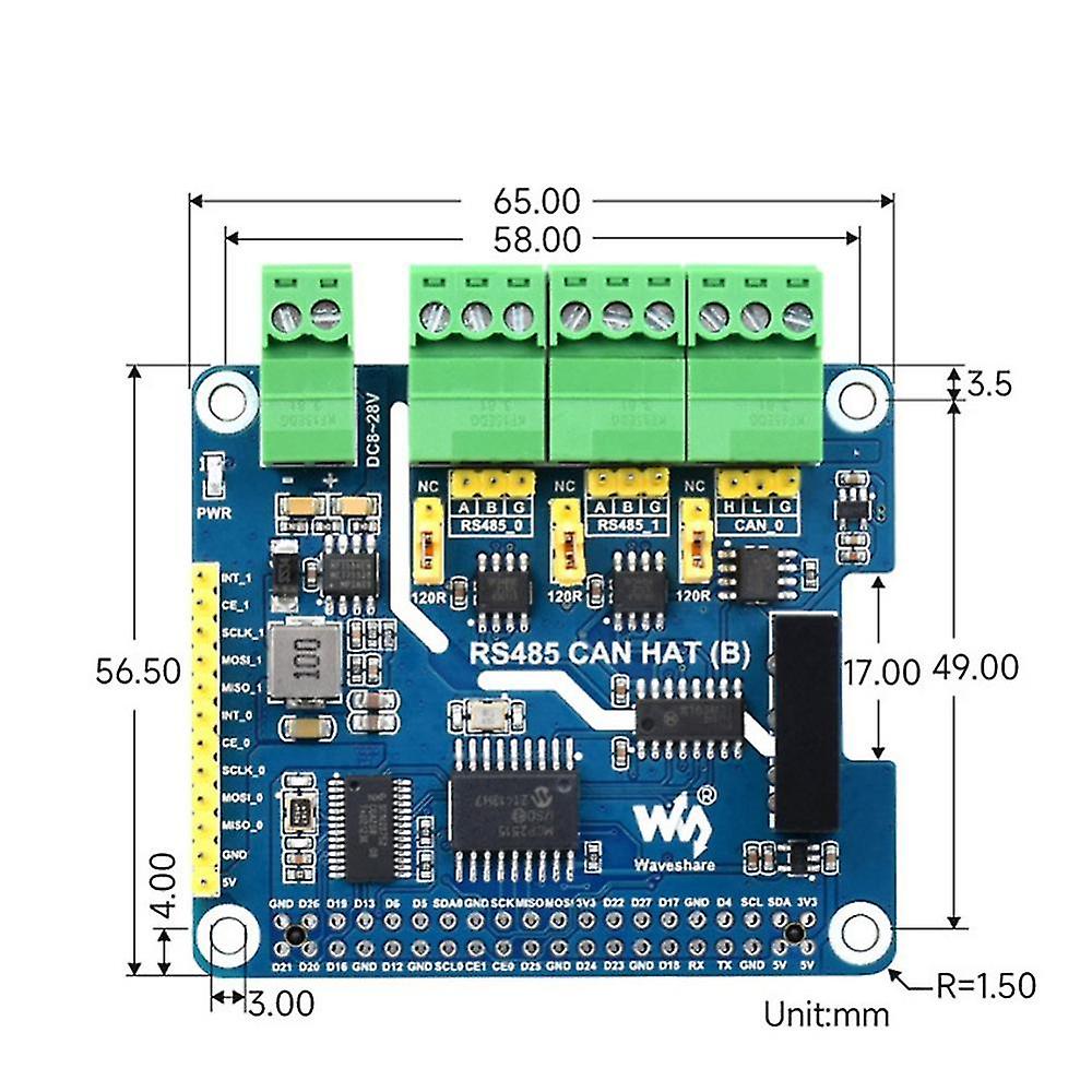 Rs485 Can Expansion Board For Isolated Rs485+can Spi Communication ...