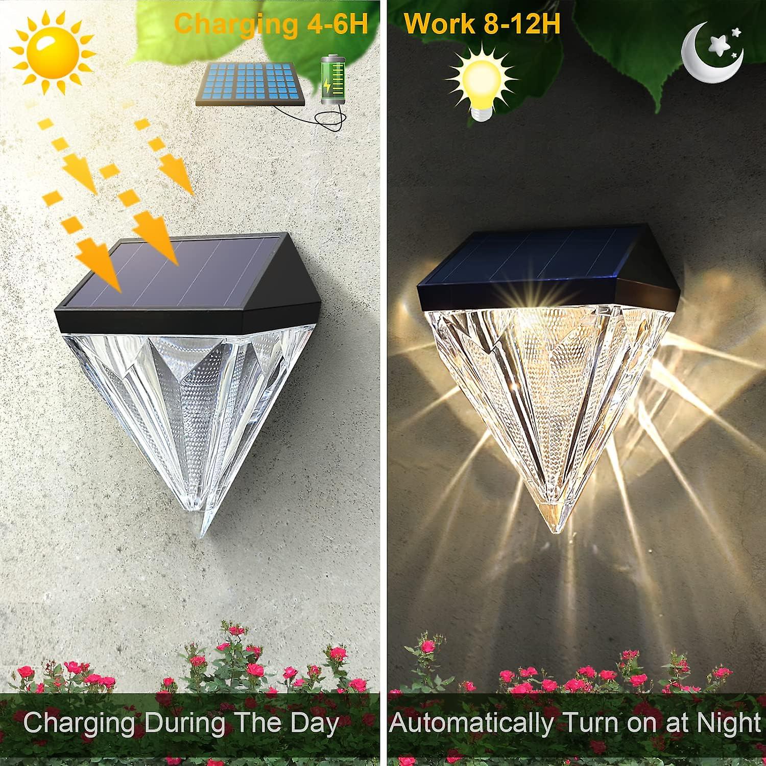 Solar Fence Lights, Solar Lights Outdoor Garden Diamond Outdoor Fence ...