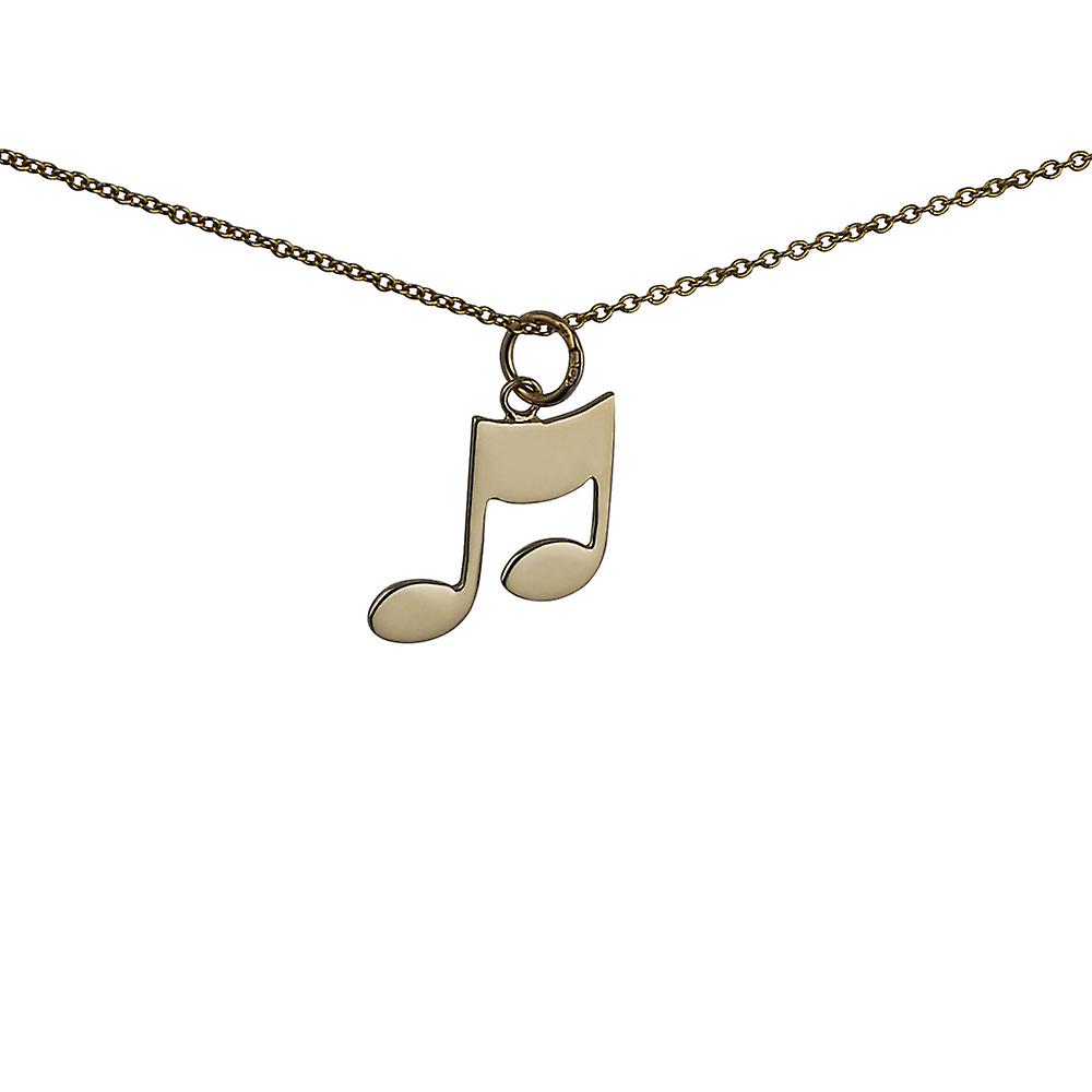 9ct Gold 17x16mm Musical Note Pendant with a 1.1mm wide cable Chain 16 ...