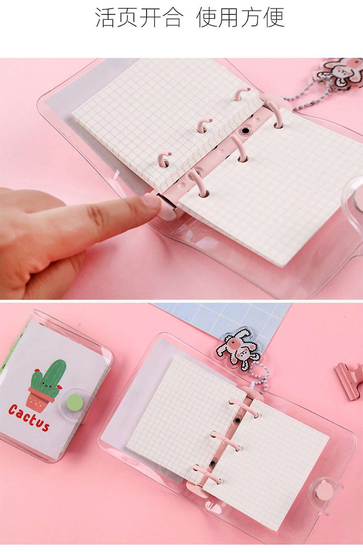 Veeki Mini Clear 3 Ring Binder Sleeve Notebook Student Clear PVC Pocket ...