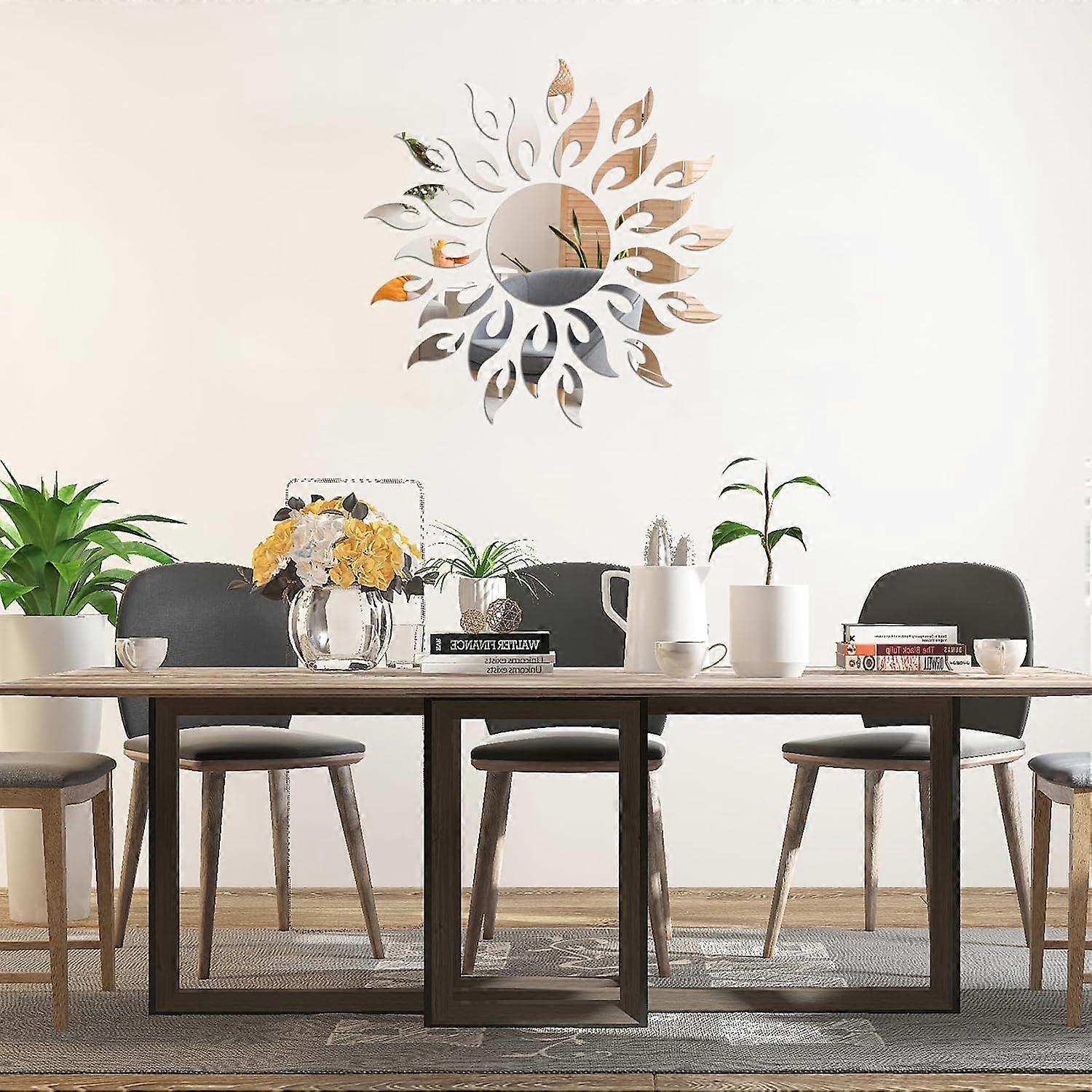 Mirror Wall Decor 3D Wall Stickers DIY Self-Adhesive Acrylic Mirror ...