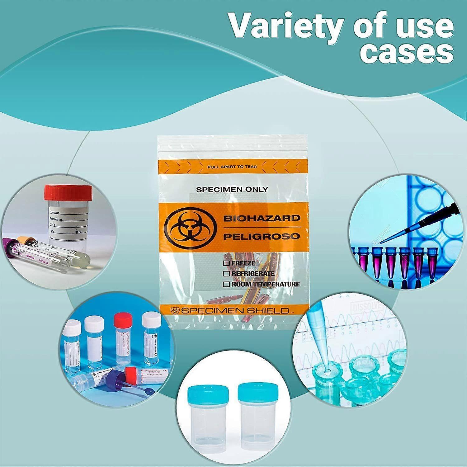 Pack of 100 Orange and Black Biohazard Specimen Bags 8 x 10 Zipper Bags Tear Pouch Bags 8x10 ...