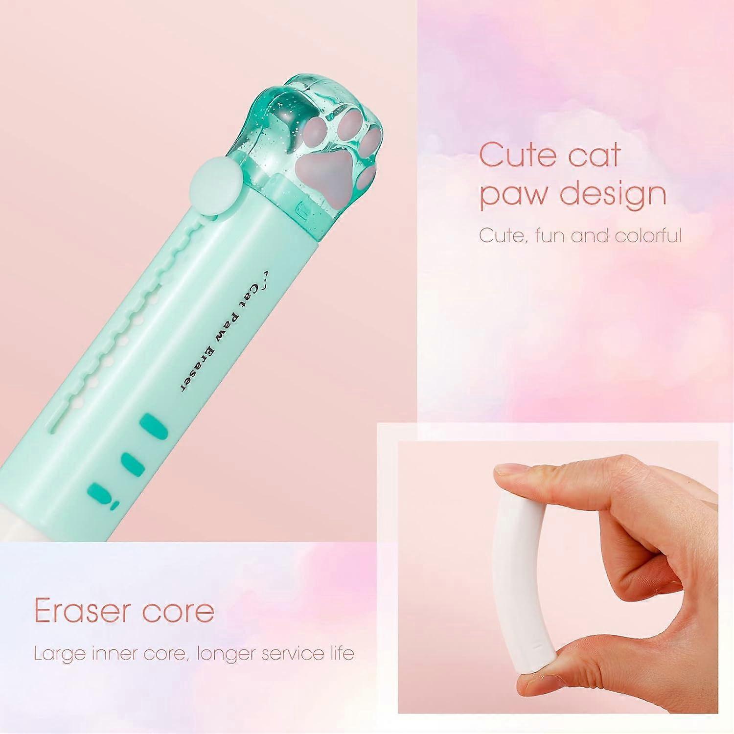 4 Pcs Cat Paw Shaped Retractable Erasers, 4 Color Cute Rubber for Kids ...