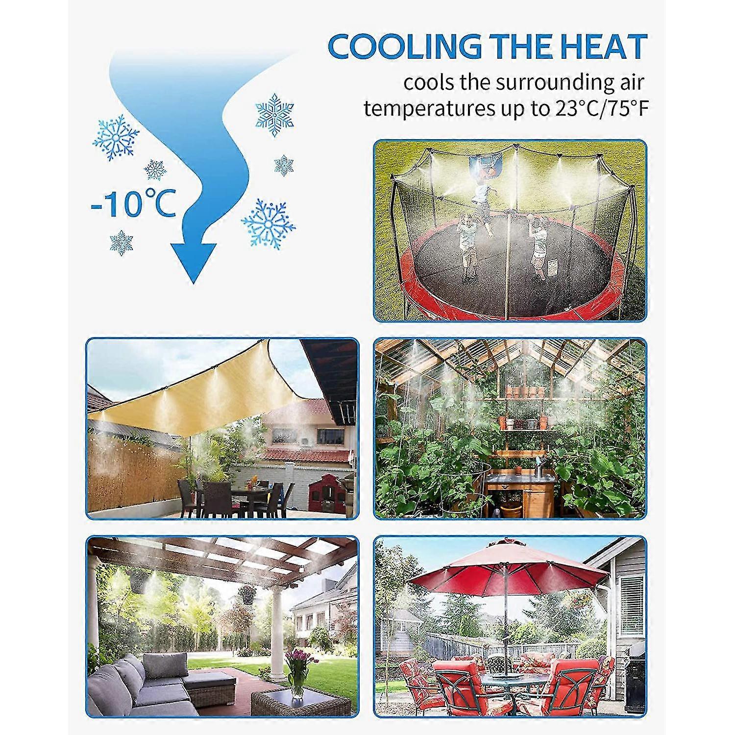 Water Fogger Misting Cool System Kit For Greenhouse Garden Patio Water ...