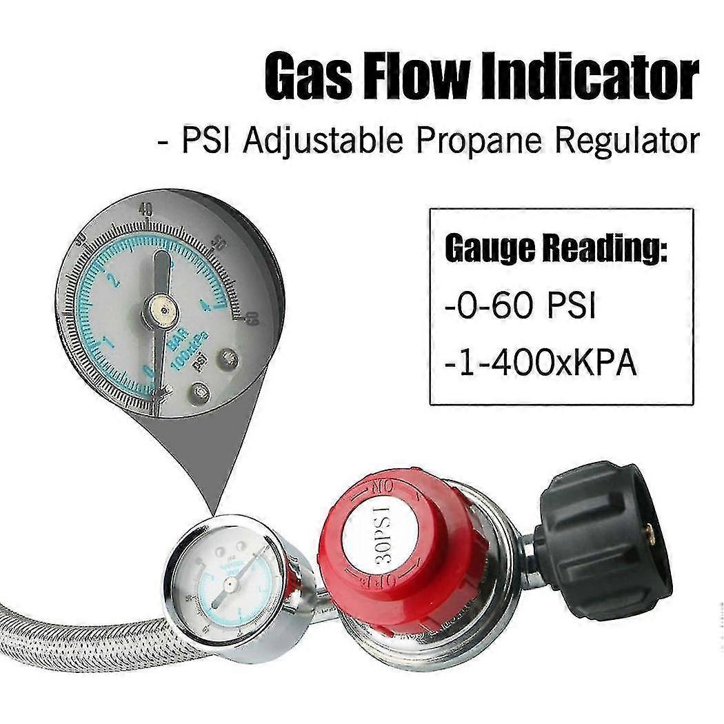 5ft 0-30 Psi Adjustable High Pressure Propane Regulator With Gauge Gas ...