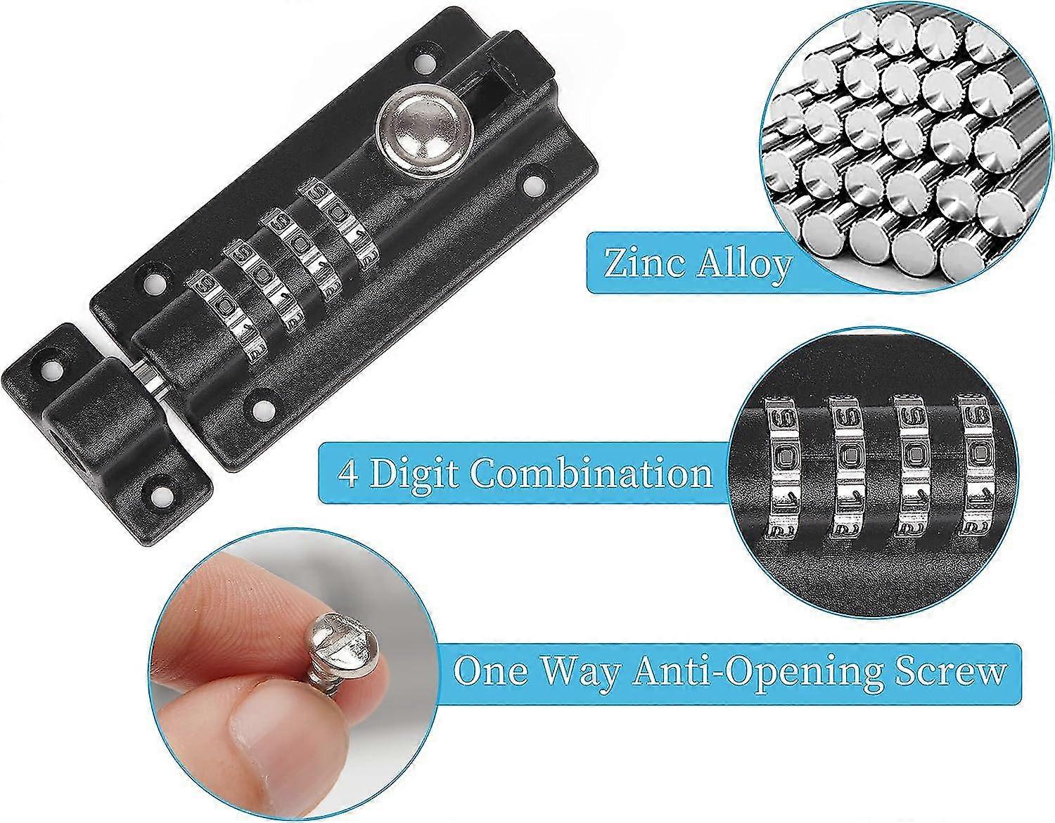Digit Combination Locking Bolt, 4 Digit Sliding Lockable 120mm ...
