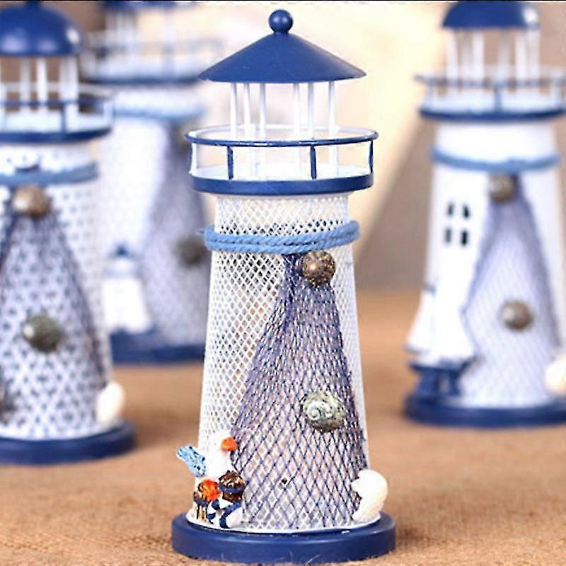Mediterranean Style Iron Lighthouse Figurine Nostalgic Ocean Anchor ...