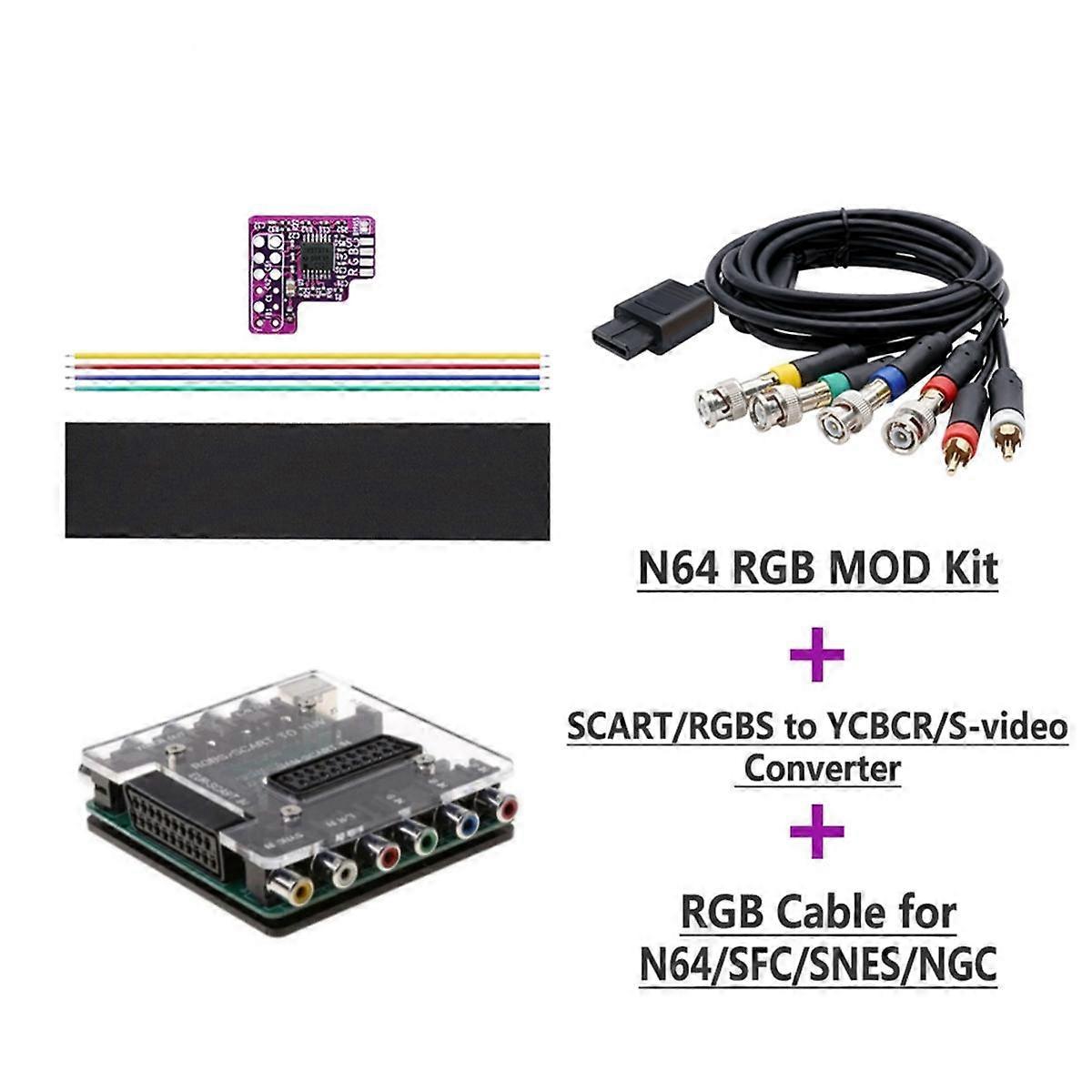 N64 RGB MOD+SCART/RGBS to YCBCR/S Video Converter+RGB Cable for N64 ...
