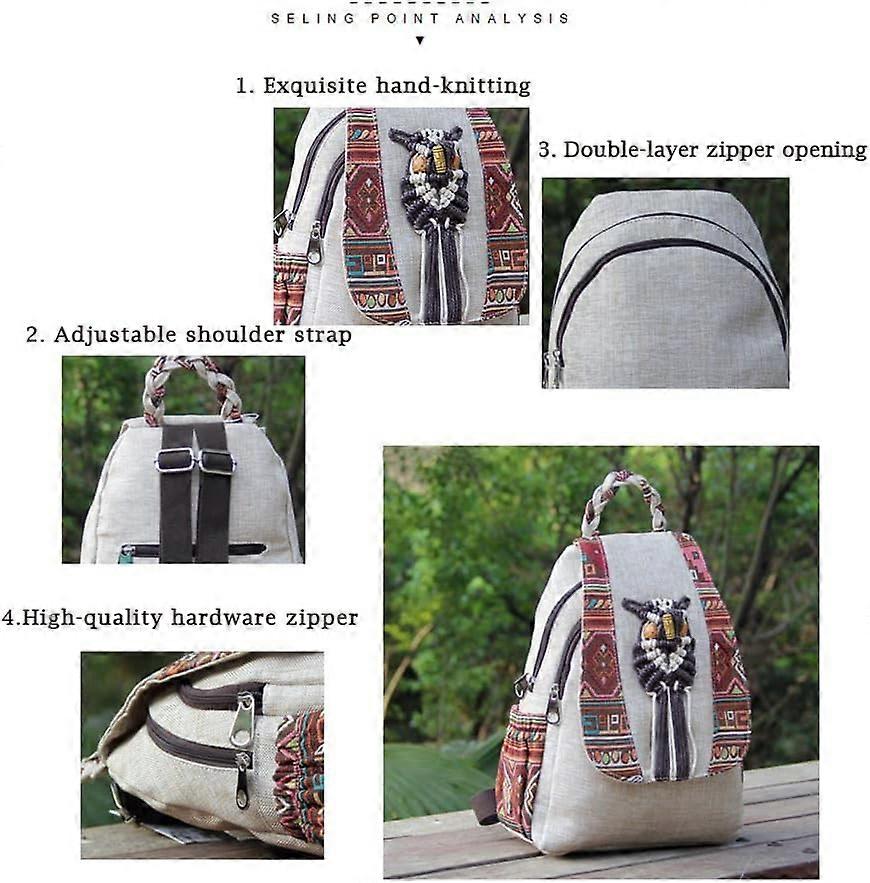 Womens Hippie Cotton Hemp Cloth Backpack Boho Vintage Embroidered ...